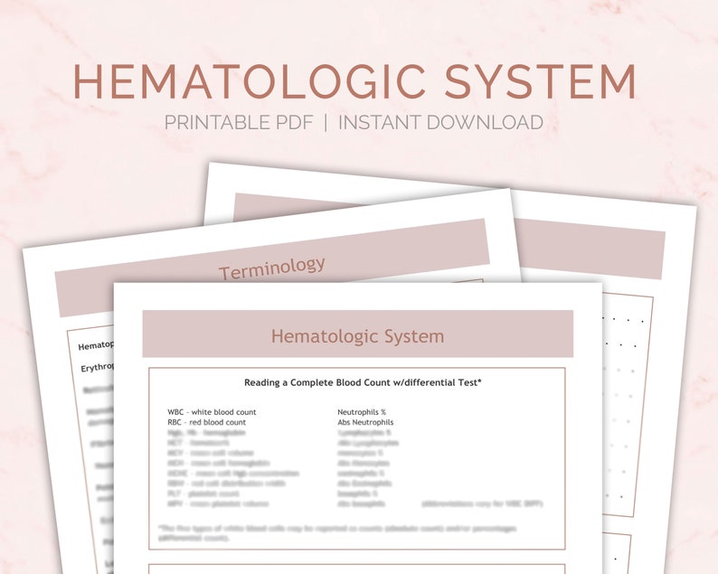 Hematologic Disorders Nursing Notes | Student Study Guides | Anemia ...
