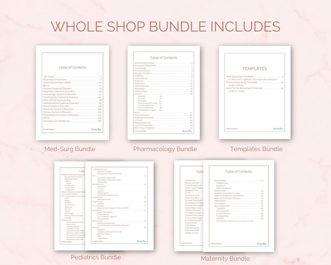 WHOLE SHOP Bundle Nursing Notes Study Guides Med Surg - Etsy