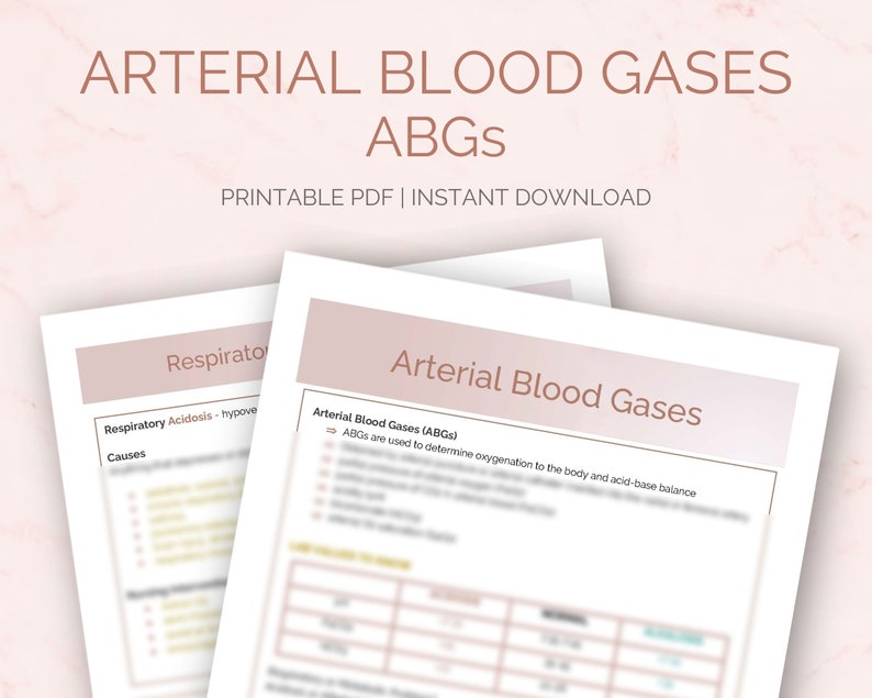 ABG Study Guide | Arterial Blood Gases, Acid-base Balance (PDF) - Etsy