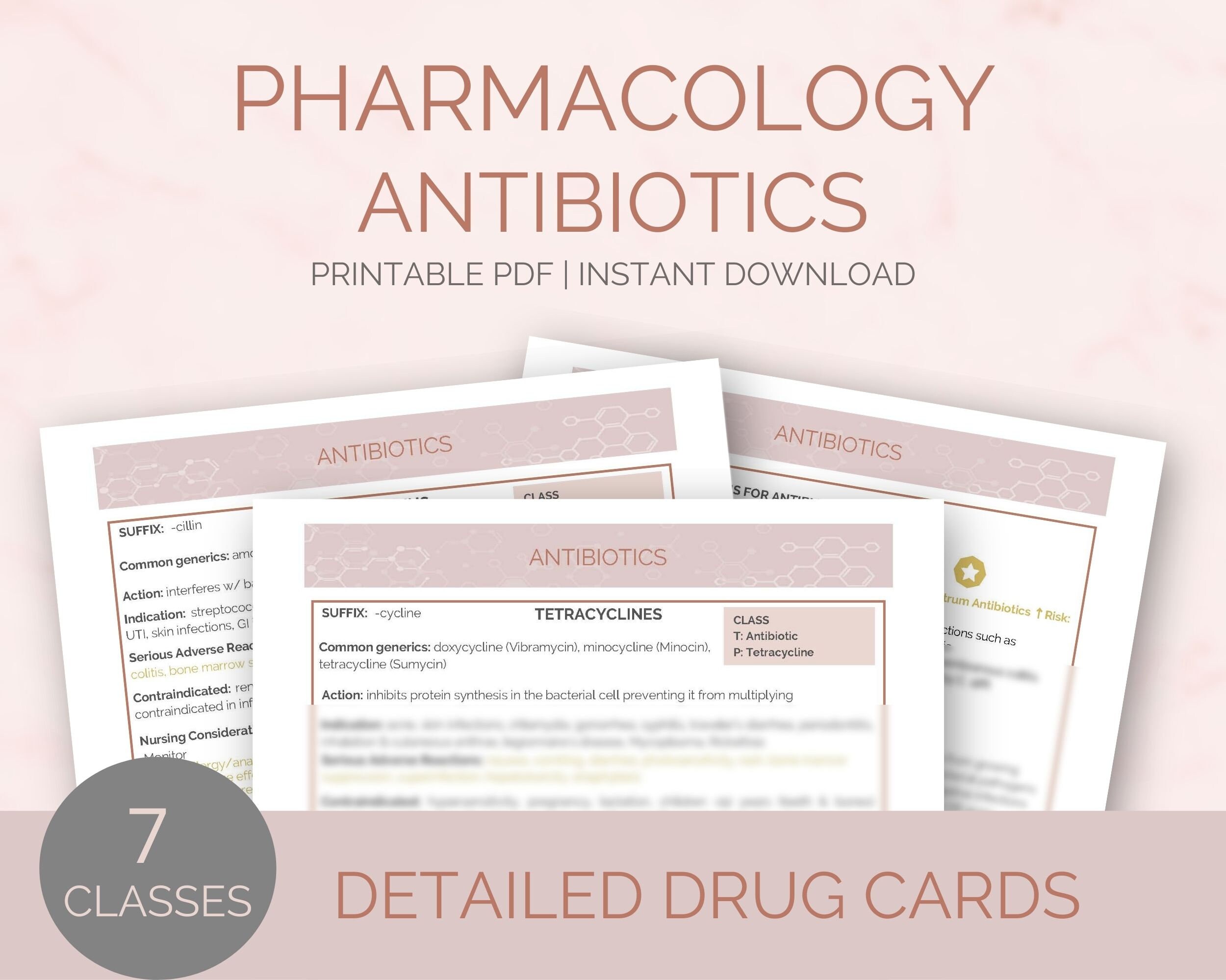Nursing Pharmacology Antibiotics Bundle Immune System Study Guide 7 ...