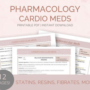Nursing Pharmacology Cardio Meds Bundle Nursing Study Guide - Etsy