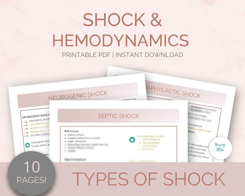 Shock Study Guide | Nursing Notes | Cardiogenic | Hypovolemic | Septic ...