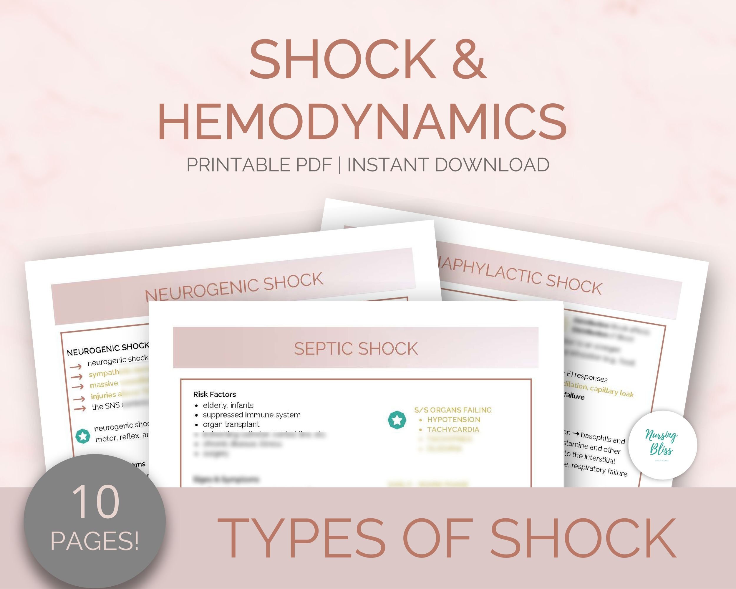 Shock Study Guide | Nursing Notes | Cardiogenic | Hypovolemic | Septic ...
