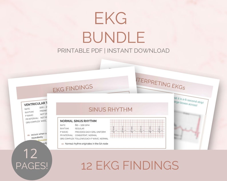 EKG ECG Bundle Study Guide Interpretation Step by Step - Etsy