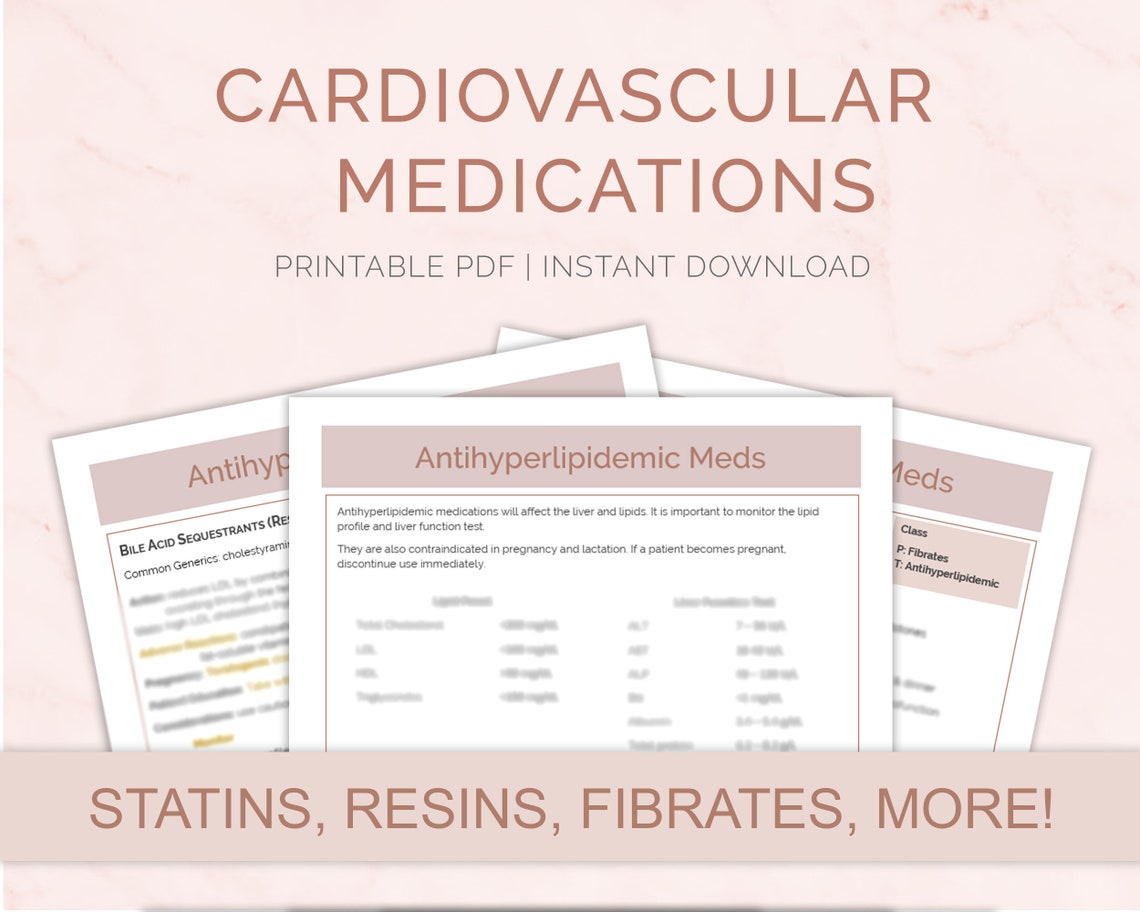 Nursing Pharmacology Cardio Meds Bundle Nursing Study Guide | Etsy