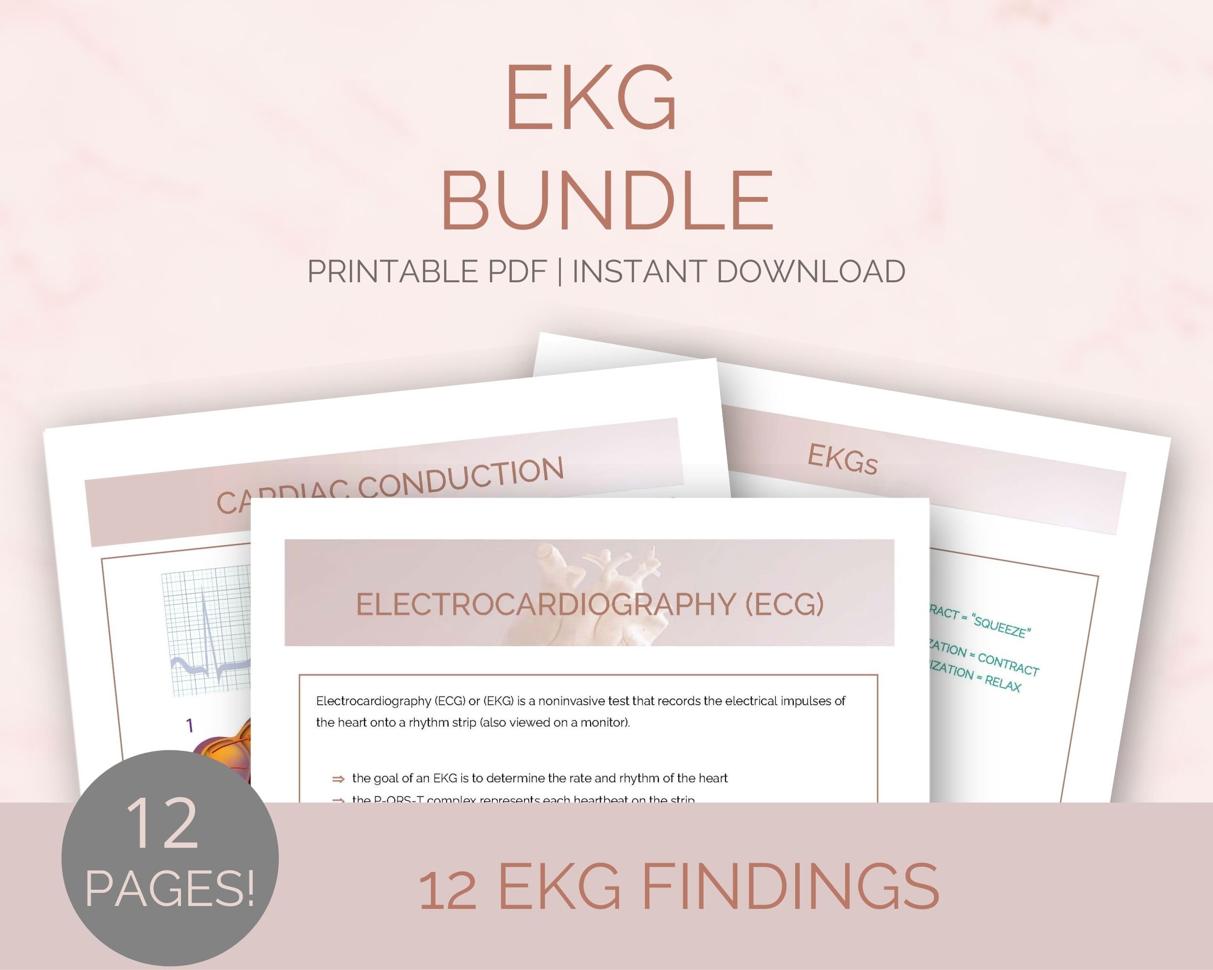 EKG ECG Bundle Study Guide Interpretation Step by Step - Etsy