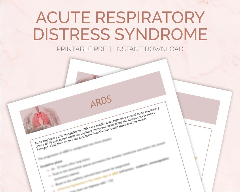 ARDS Acute Respiratory Distress Syndrome Nursing Notes Student Study ...