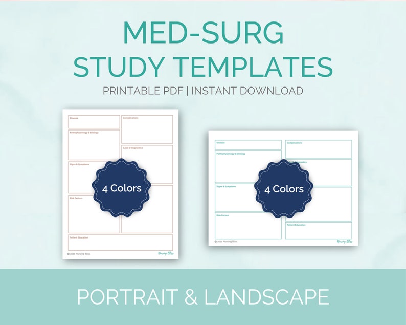 Med Surg Study Template Patho Nursing Notes Template | Concept Map | 4 ...