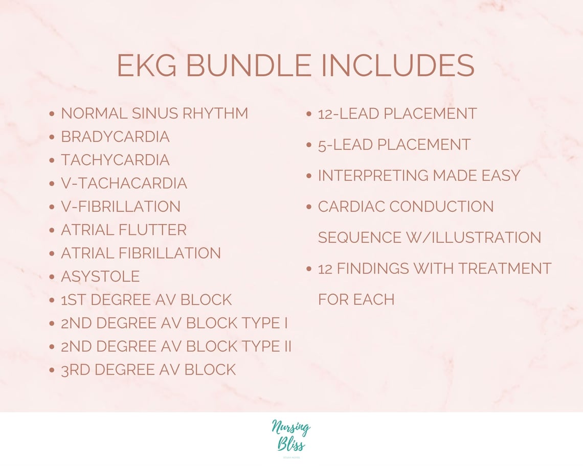 EKG ECG Bundle Study Guide Interpretation Step by Step - Etsy