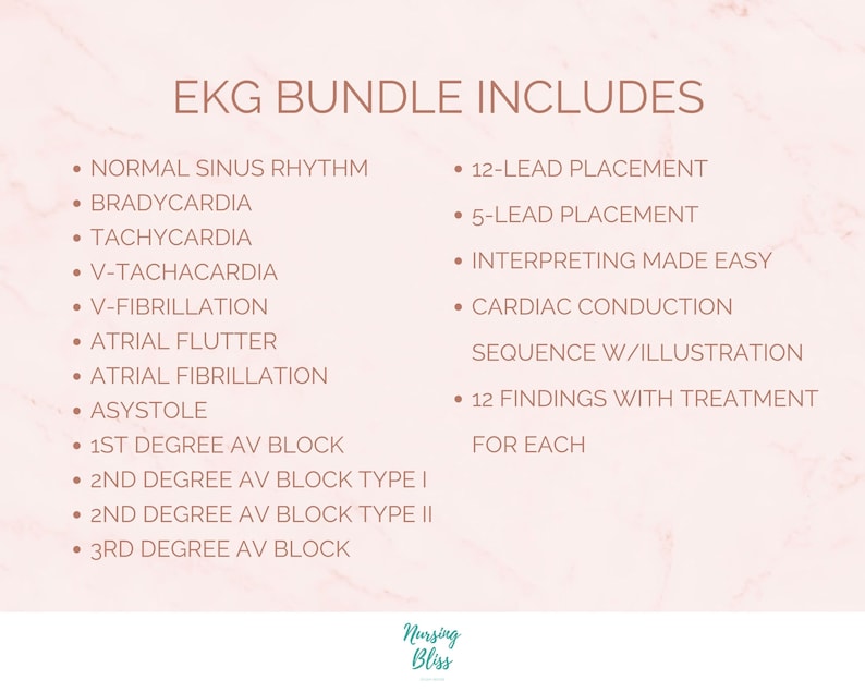 EKG ECG Bundle | Study Guide | Interpretation Step by Step | 5-lead and ...
