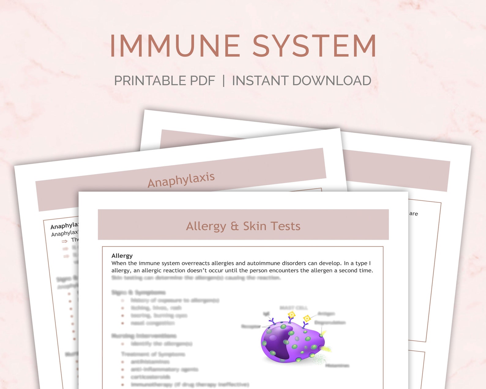 Immune System Study Guide Nursing Student Notes Anatomy & Physiology ...