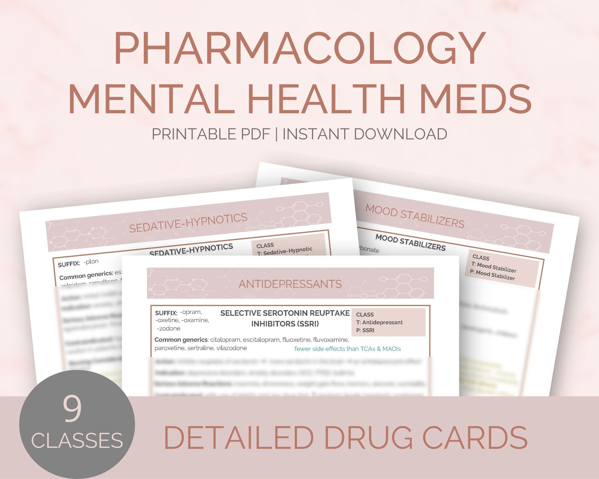 Nursing Pharmacology Mental Health Psychiatric Meds Bundle | Nursing ...