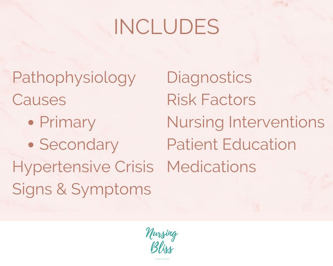 Hypertension Study Guide | Nursing Student Notes | Cardiac System ...