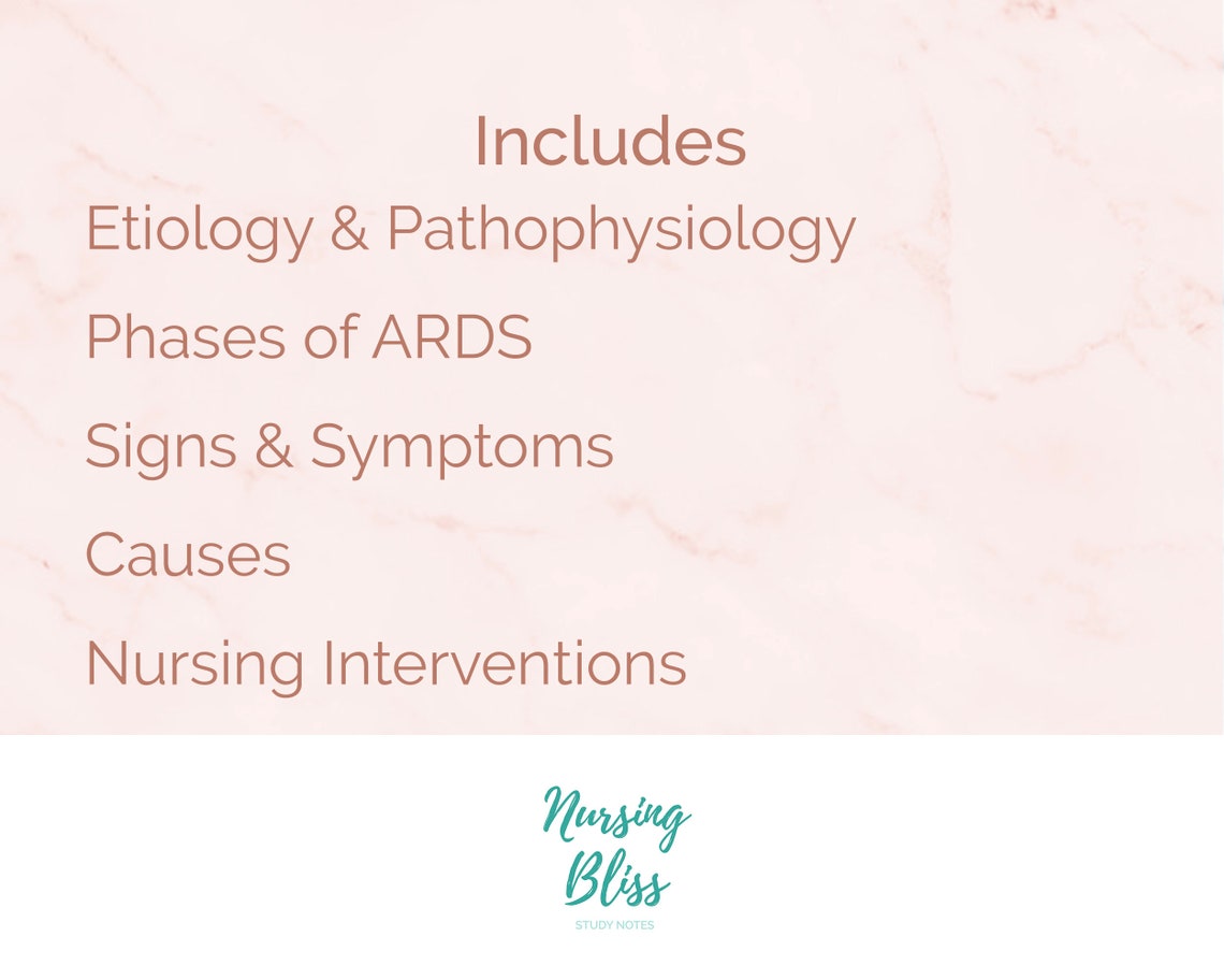 ARDS Acute Respiratory Distress Syndrome Nursing Notes Student Study ...