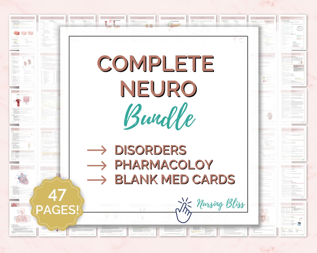 Neuro Study Guide Bundle: Med Surg, Pharmacology, Med Cards (PDF) - Etsy
