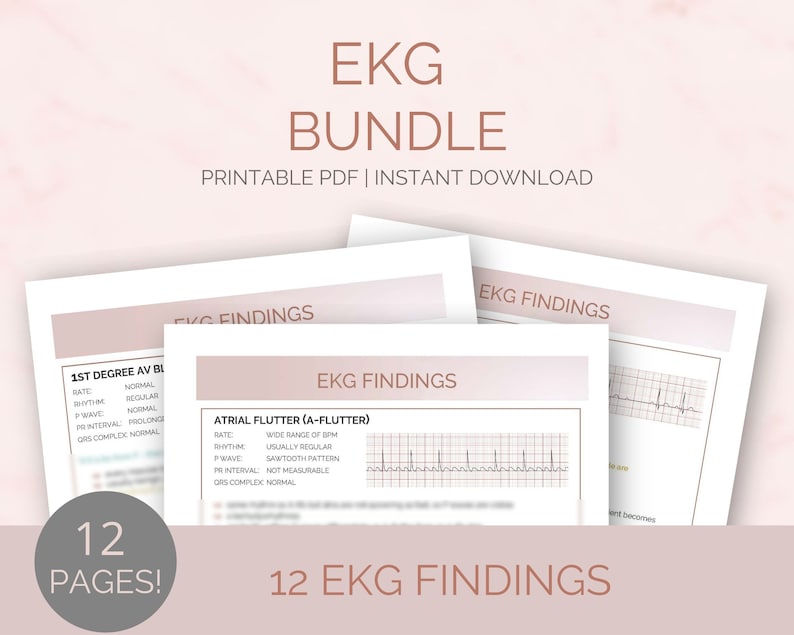 EKG ECG Bundle Study Guide Interpretation Step by Step - Etsy
