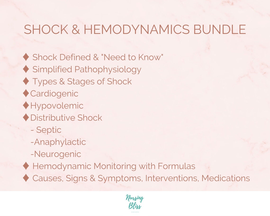 Shock Study Guide Nursing Notes Cardiogenic Hypovolemic Septic ...