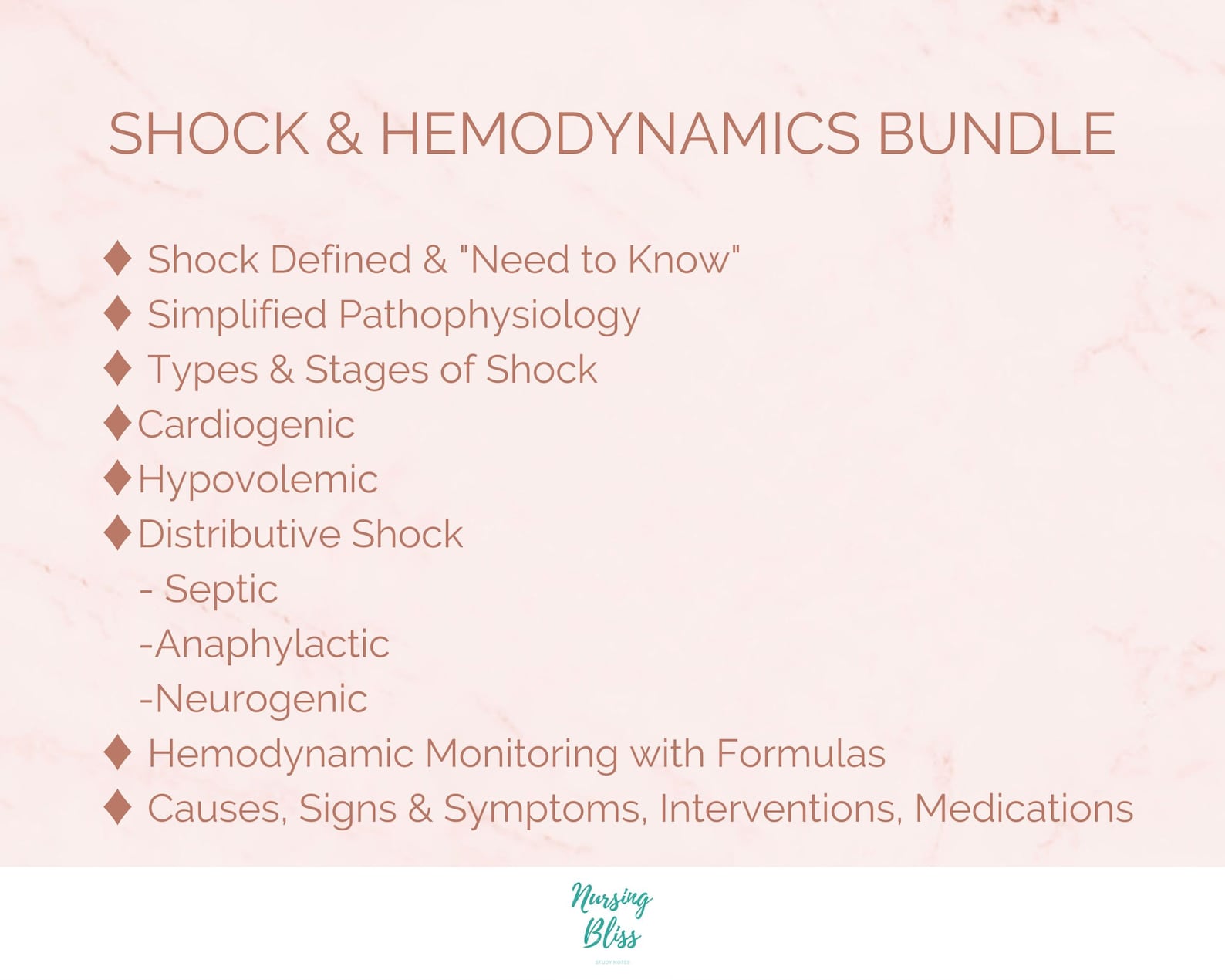 Shock Study Guide | Nursing Notes | Cardiogenic | Hypovolemic | Septic ...