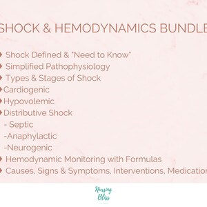 Shock Study Guide | Nursing Notes | Cardiogenic | Hypovolemic | Septic ...