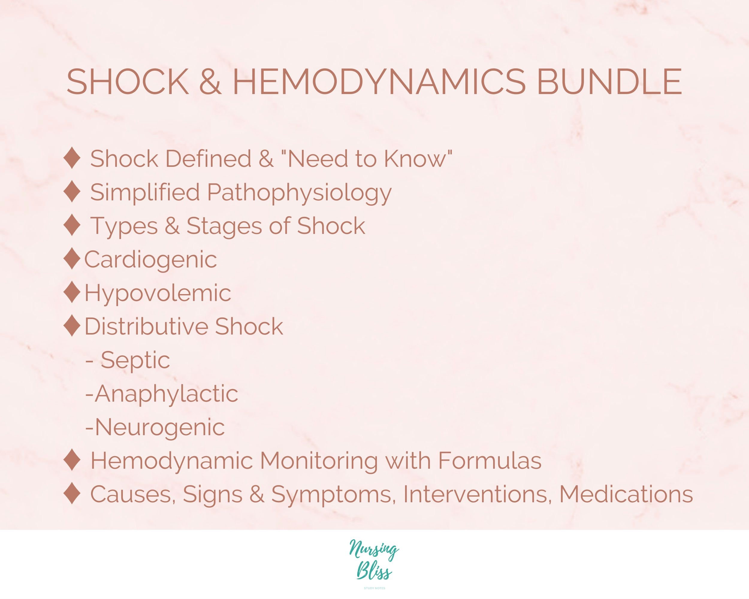 Shock Study Guide | Nursing Notes | Cardiogenic | Hypovolemic | Septic ...
