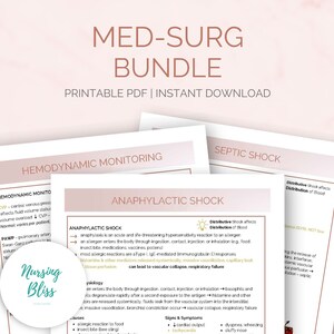 Med Surg Study Guide Bundle Nursing Notes | 280 Pages Ekgs Ecgs, Shock ...