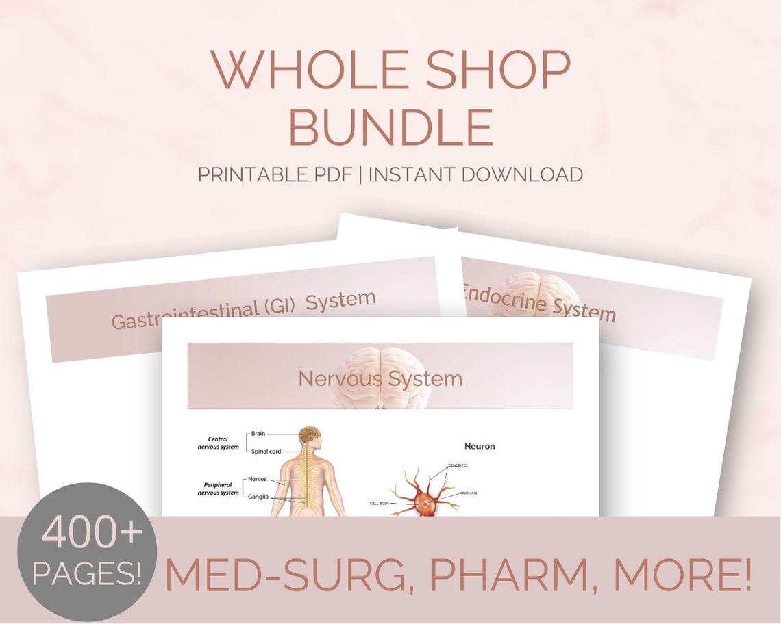WHOLE SHOP Bundle Nursing Notes Study Guides Med Surg - Etsy