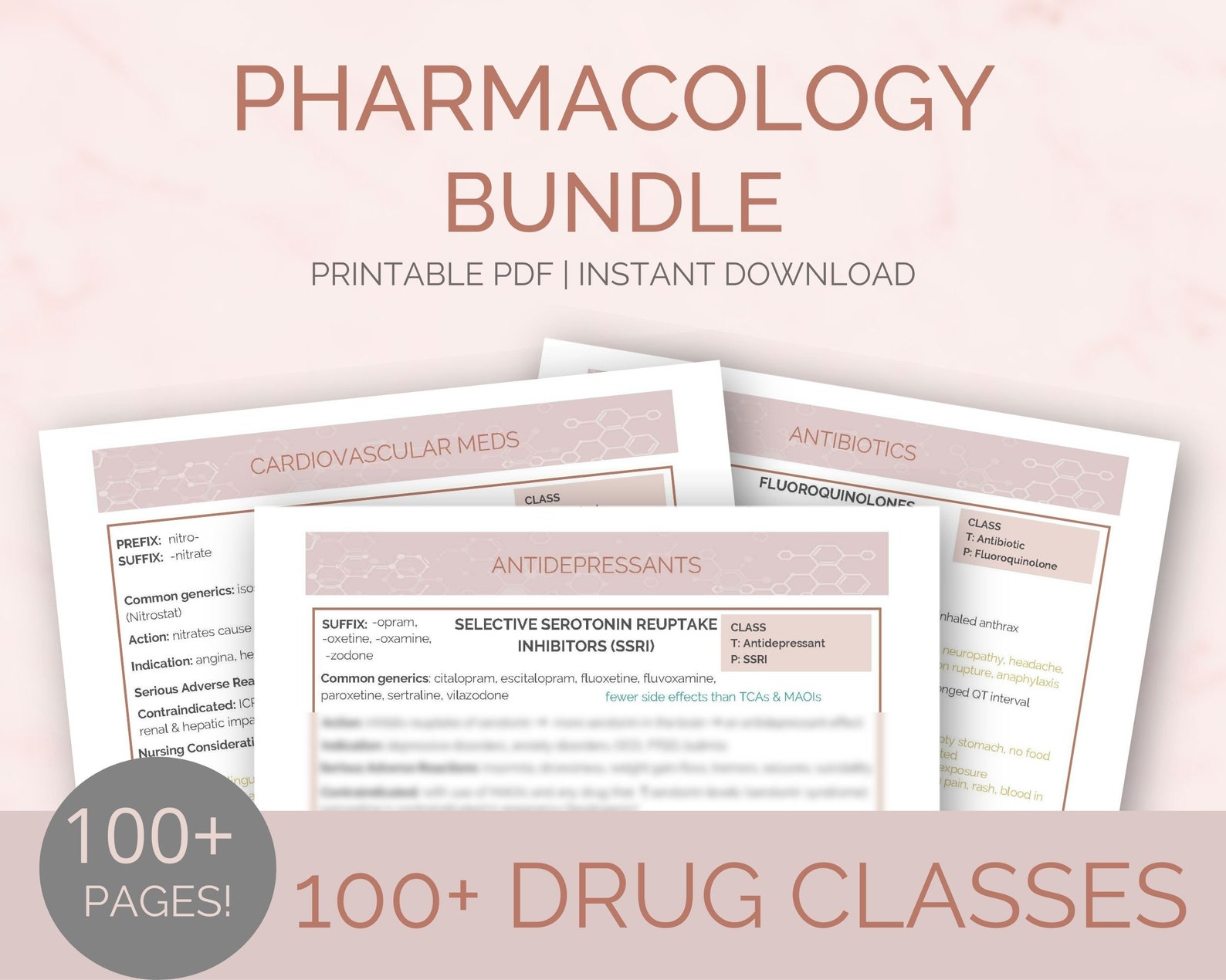 Pharmacology Bundle Nursing Study Guide 100 Classes - Etsy