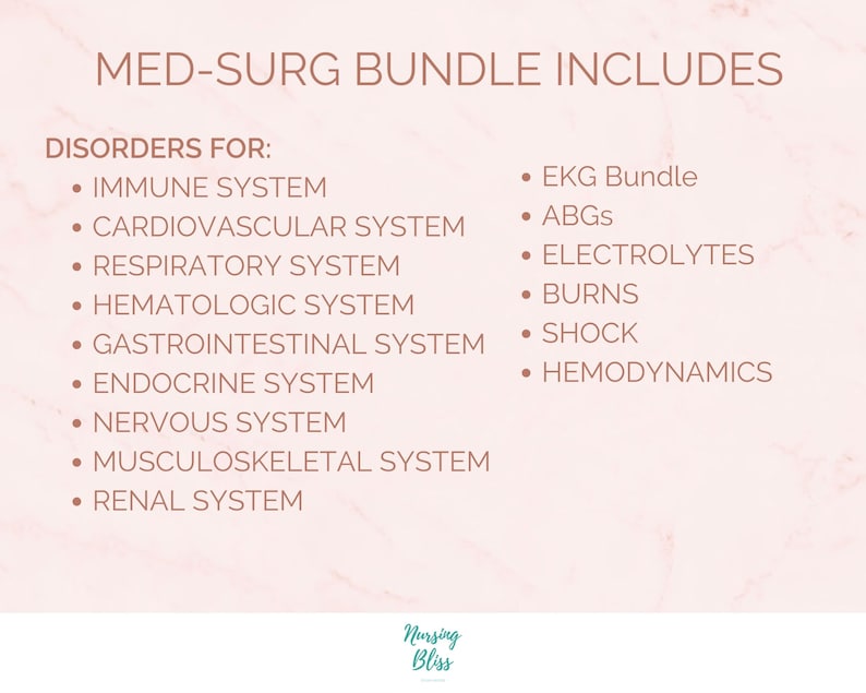 Med Surg Study Guide Bundle Nursing Notes 280 Pages Ekgs - Etsy