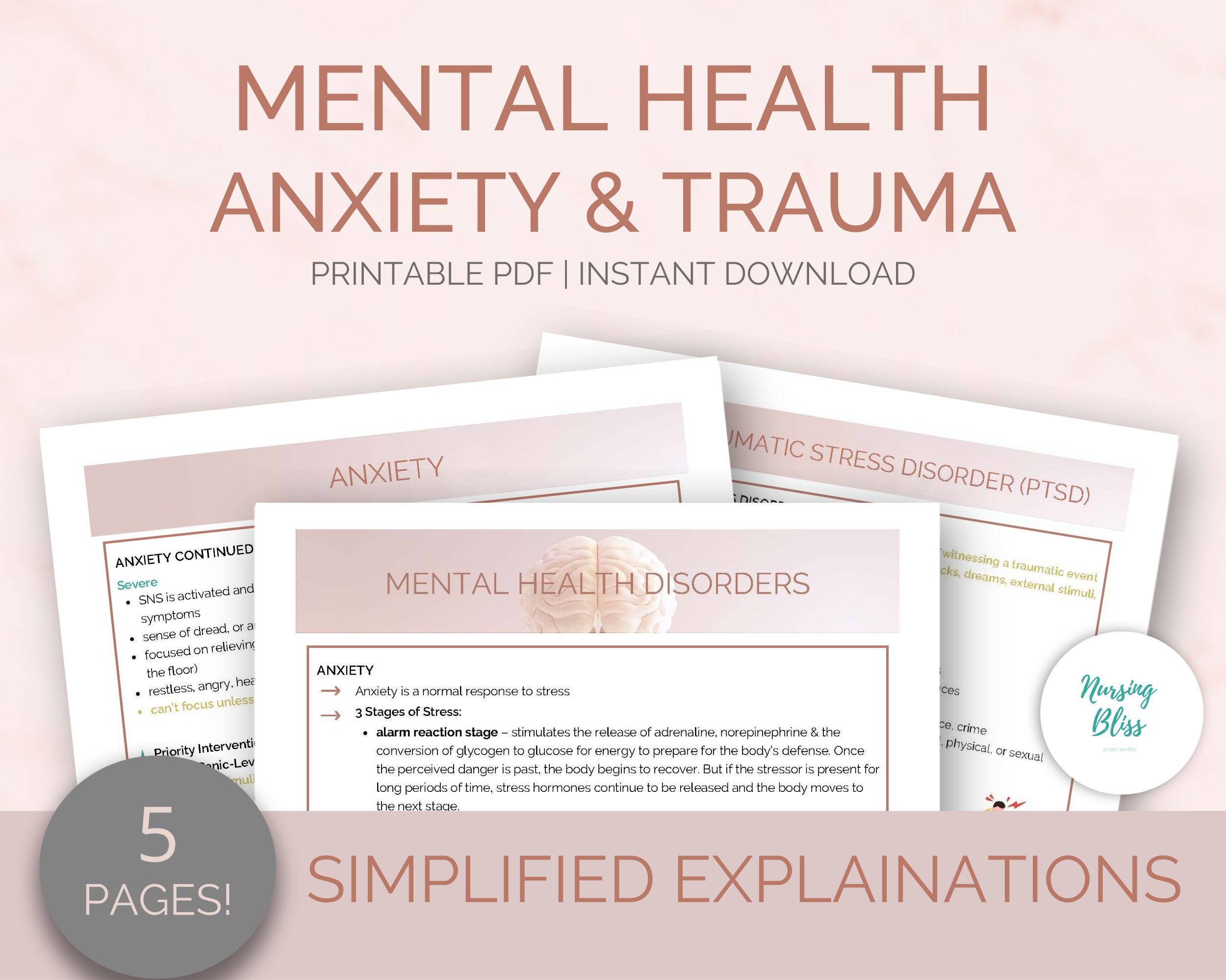 Mental Health Psychiatric Nursing Study Guide | Anxiety, Panic, Post ...