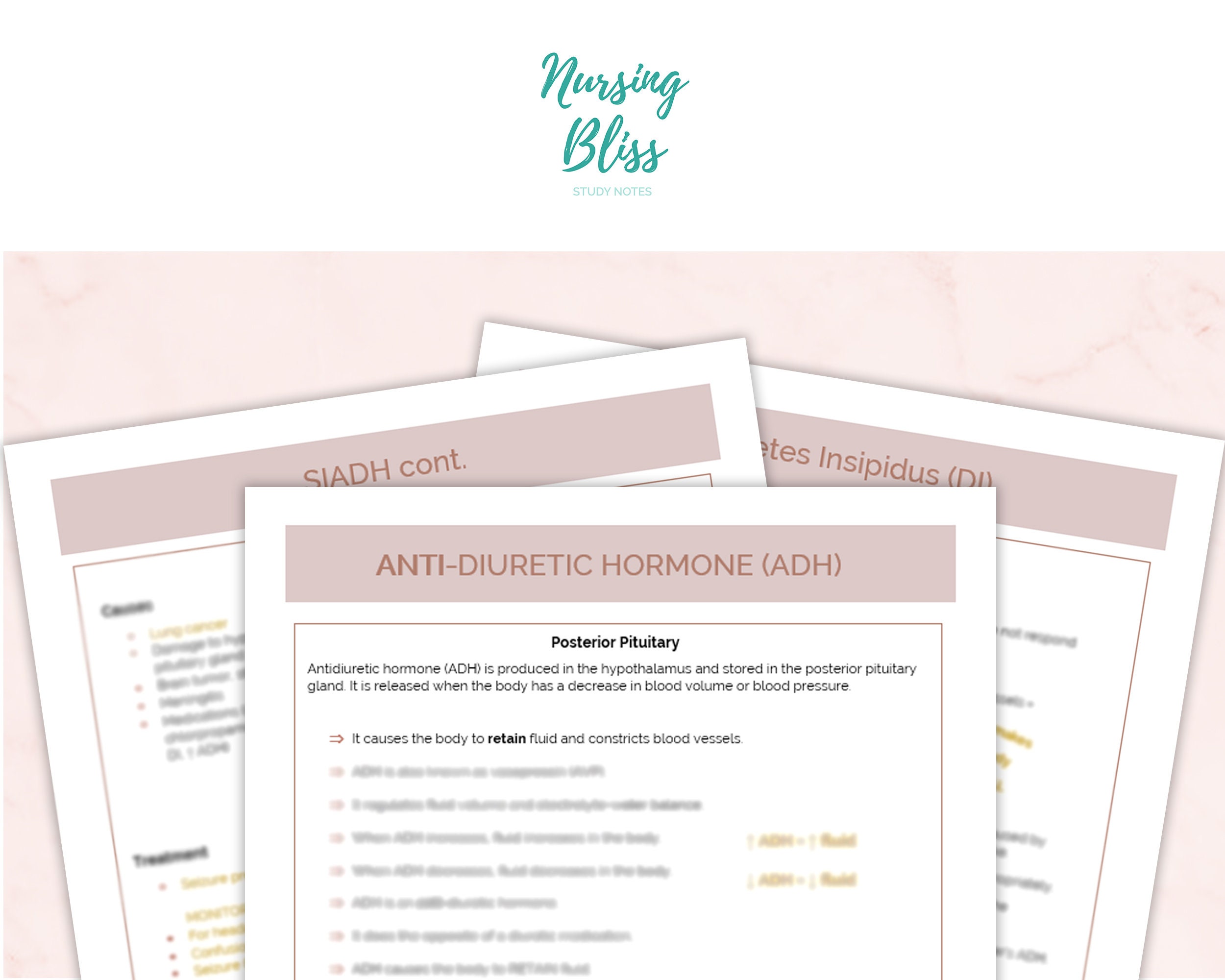 Pituitary Gland Disorders Study Guide | Nursing Notes | ADH | SIADH Vs ...
