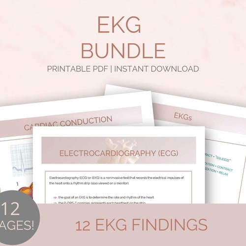 EKG ECG Bundle Study Guide Interpretation Step by Step - Etsy