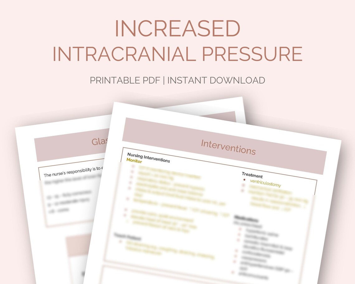 Increased Intracranial Pressure ICP Nursing Study Notes - Etsy