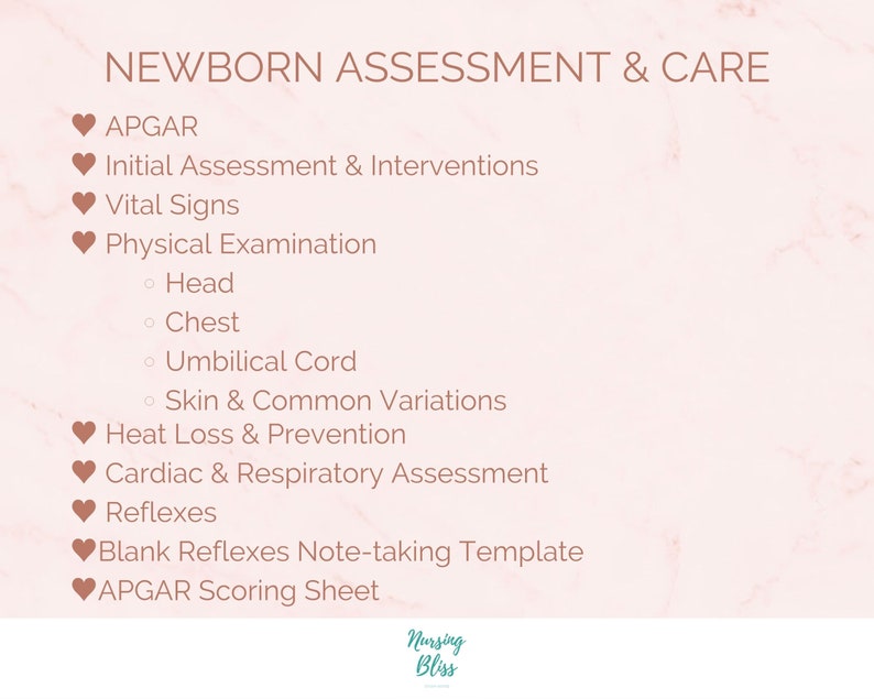 Newborn Assessment and Care Study Guide | Includes APGAR Scoring Cheat ...