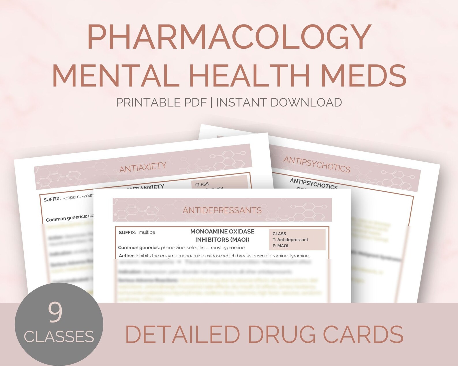 Nursing Pharmacology Mental Health Psychiatric Meds Bundle | Nursing ...