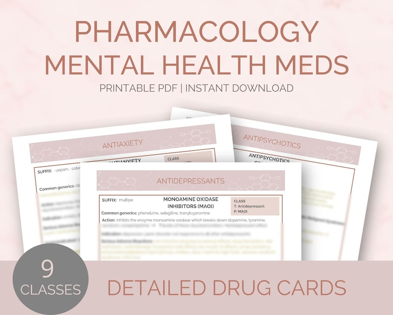 Nursing Pharmacology Mental Health Psychiatric Meds Bundle | Nursing ...