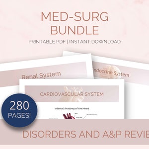 Med Surg Study Guide Bundle Nursing Notes | 280 Pages Ekgs Ecgs, Shock ...