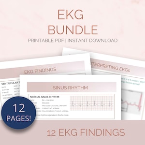 EKG ECG Bundle | Study Guide | Interpretation Step by Step | 5-lead and ...