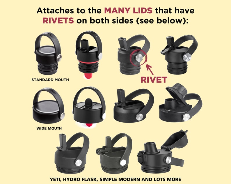 Handles for Hydro Flask Lids Paracord Clip-on Handle Replaces Flex ...