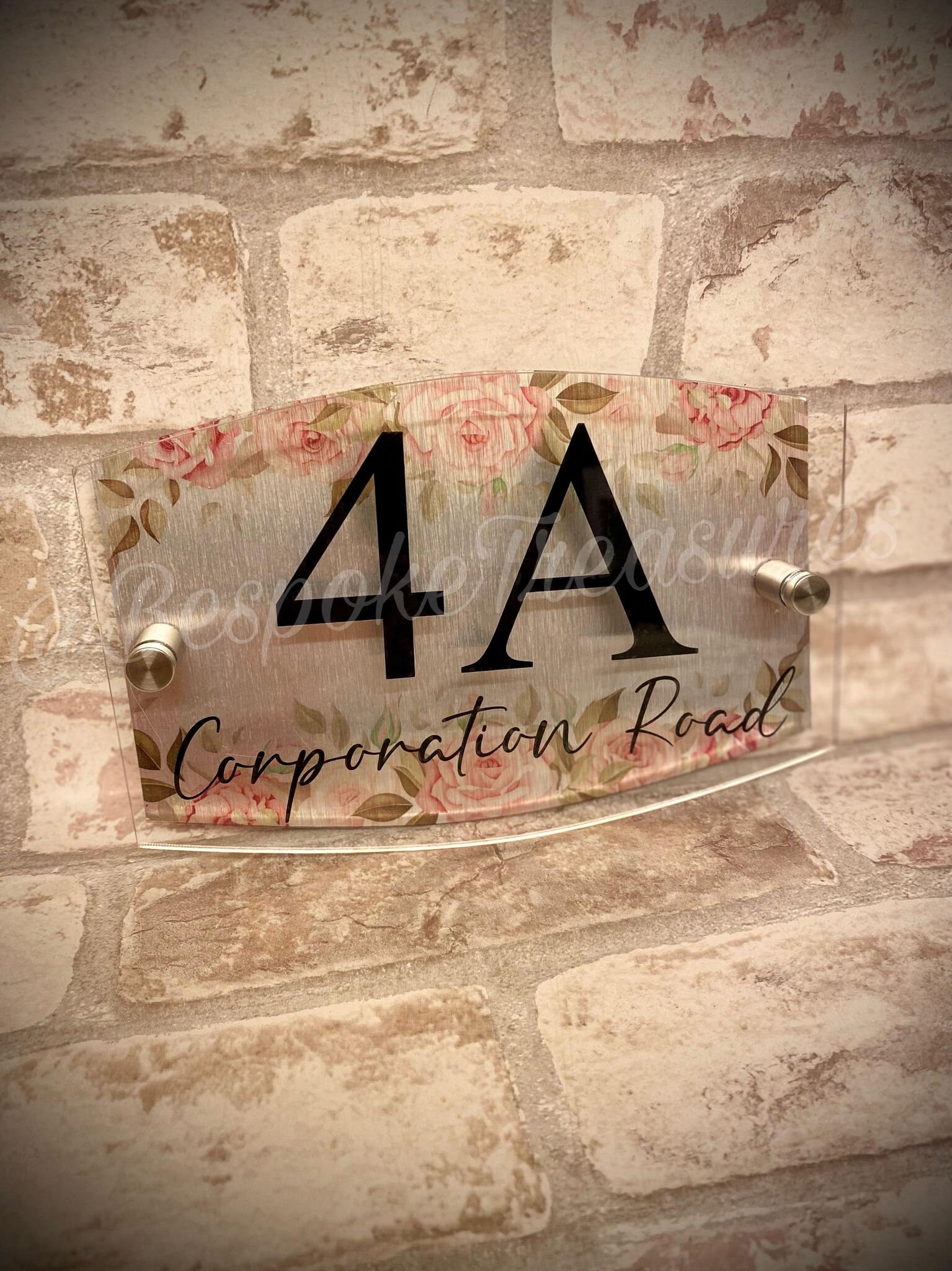 Personalised YELLOW Floral House Number Name Sign Plaque / | Etsy