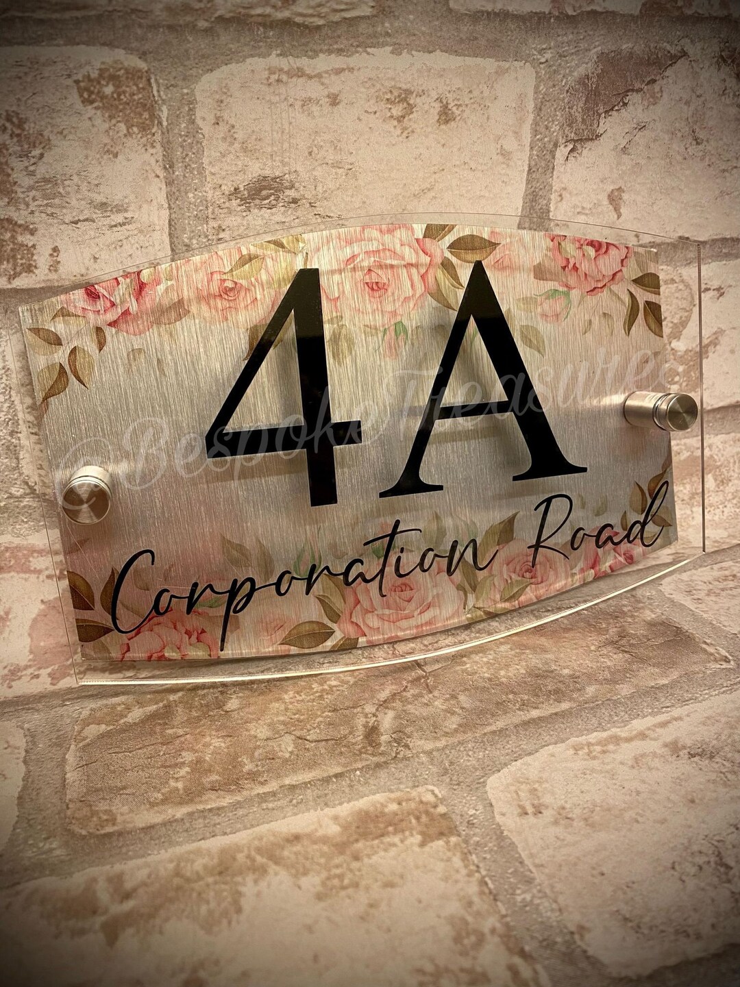 Personalised GREEN Floral House Number Name Sign Plaque / House Name ...