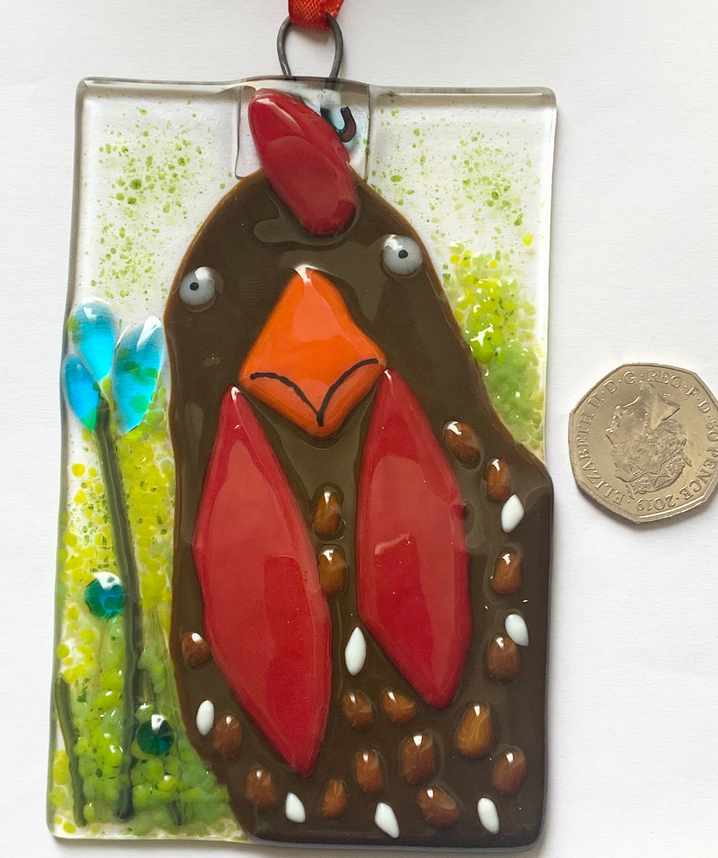 Chicken Fused Glass Window Hanger Decoration - Etsy