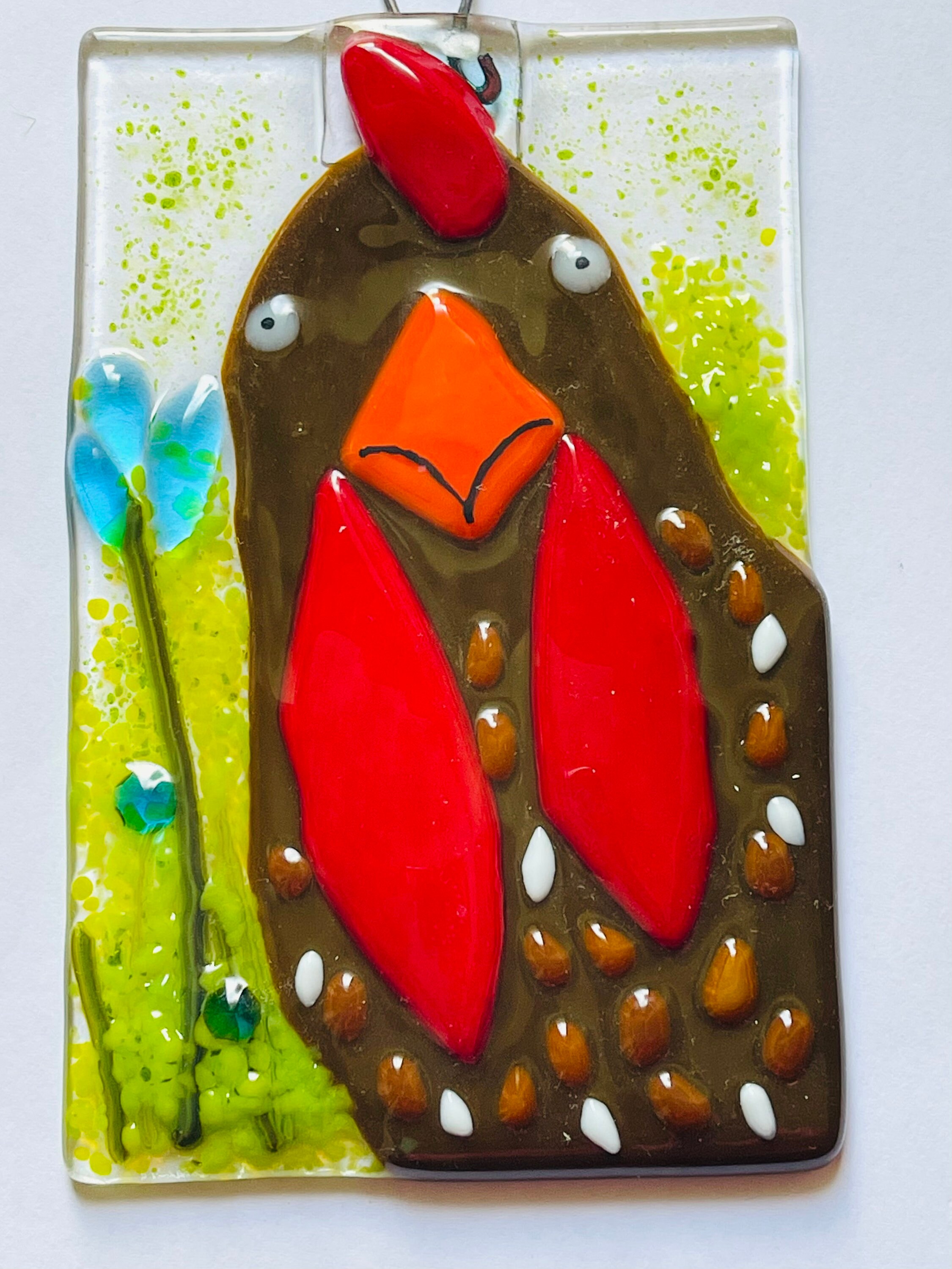 Chicken Fused Glass Window Hanger Decoration - Etsy