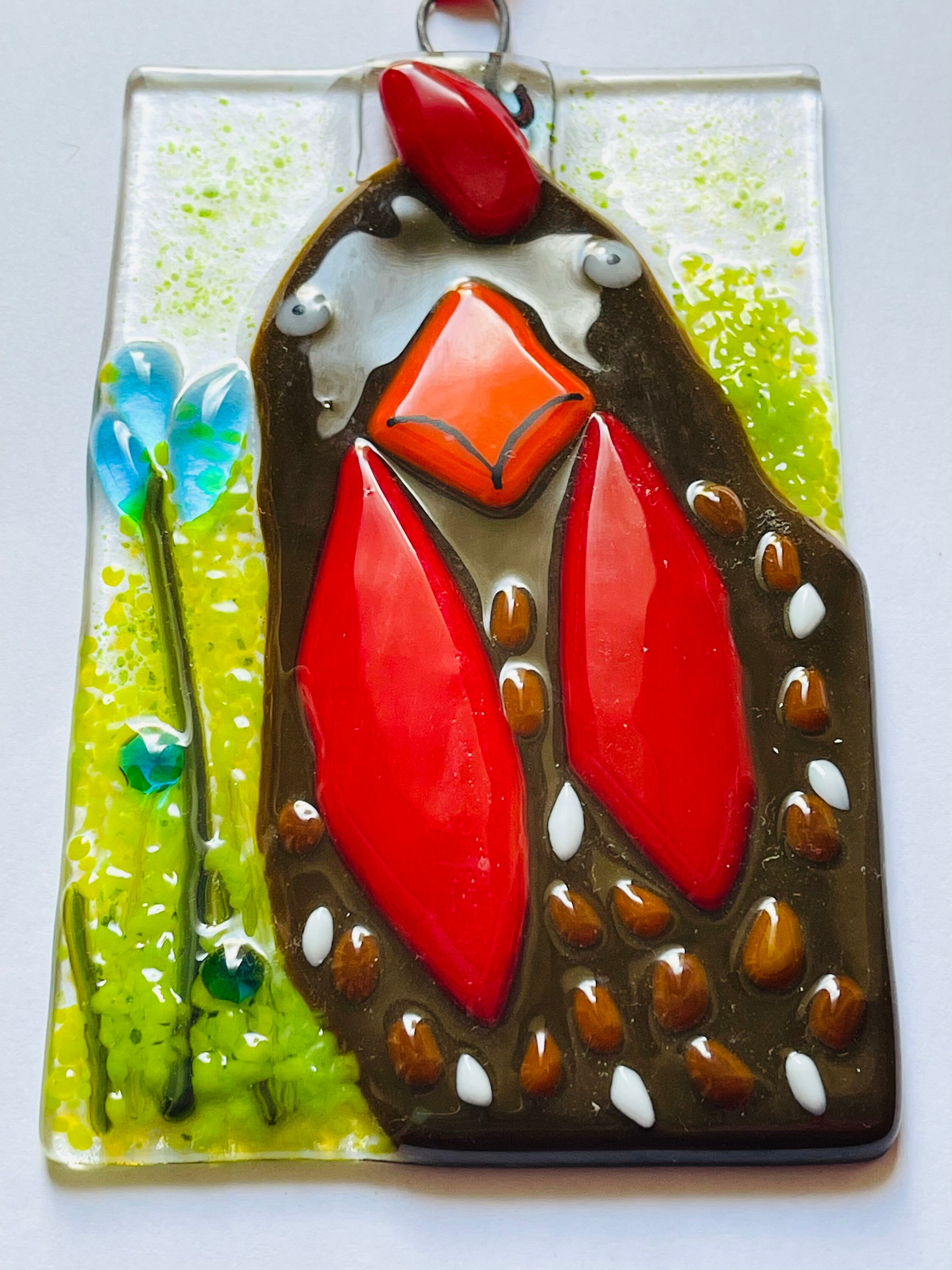 Chicken Fused Glass Window Hanger Decoration - Etsy