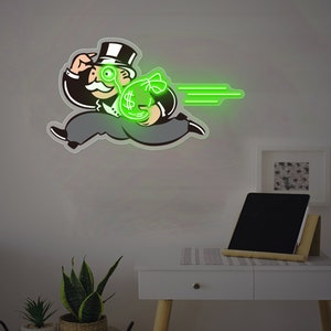 Monopoly Man Neon Sign Acrylic Art Sign, UV Print Acrylic Led Neon Sign ...