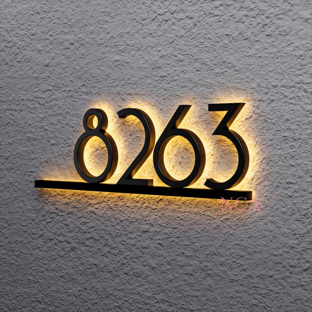 Solar Backlit Number,custom Illuminated Address Number,metal Backlit ...