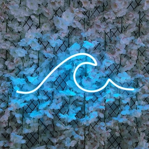 Wave Neon Sign, Wave Wall Art, Handmade LED Neon Sign, Wave Neon Light ...
