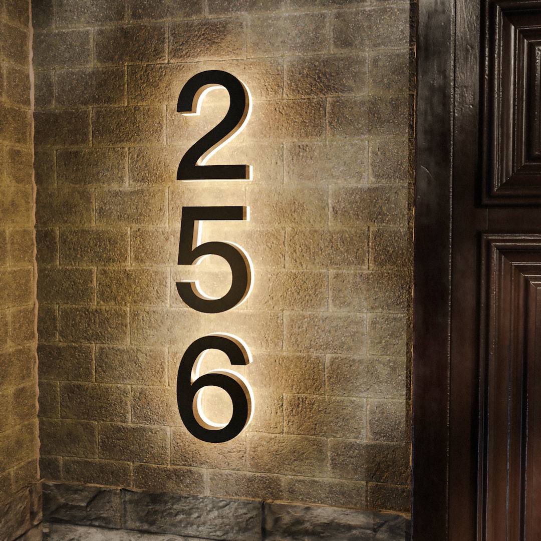 Custom Home Number Sign,house Number Sign, LED Backlit House Numbers ...