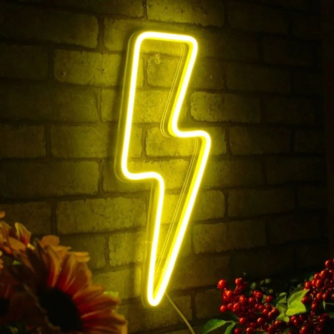 Lightning Strike Neon Sign | Lightning Neon Light | Neon Light Bedroom ...