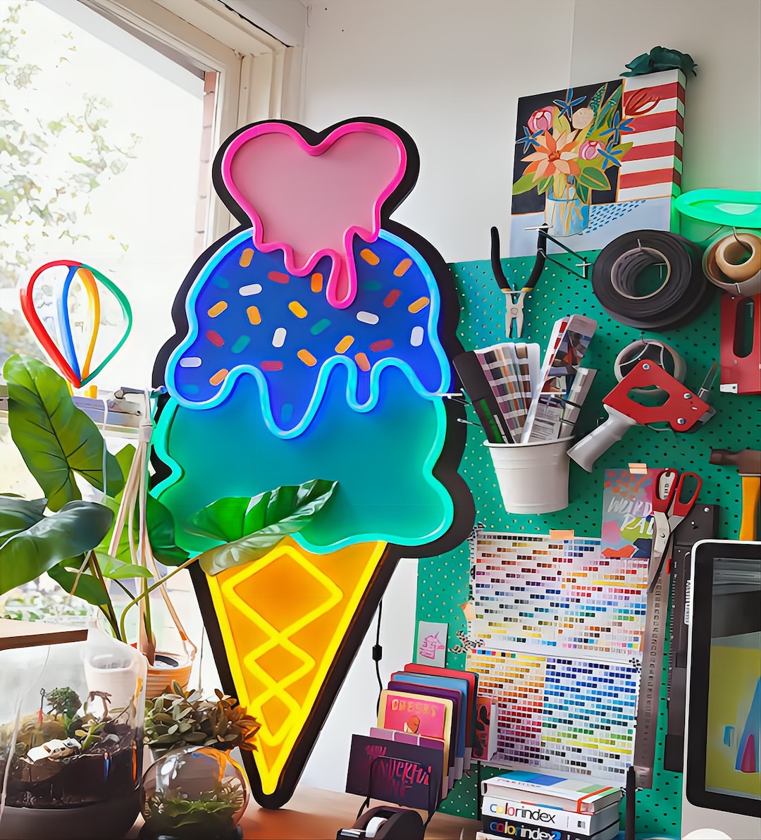 Ice Cream Neon Sign|melted Ice Cream Neon Light|restaurant Neon Sign ...