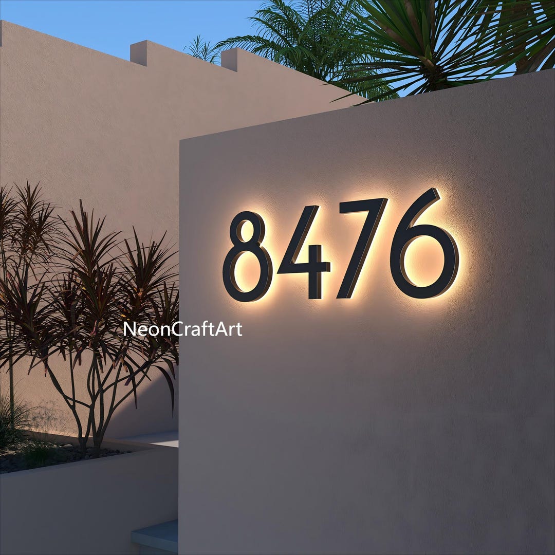 Personalized Solar House Number-light up Address Plaque for Outdoor-led ...